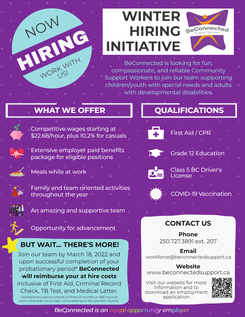 Now Hiring! Winter Hiring Initiative - BeConnected Support Services